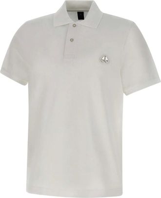 Moose Knuckles Homme, Tops, Blanc, Taille: XL Polo en Coton Blanc avec Logo