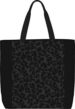 Generic Sac De Courses Imprim&eacute; L&eacute;opard Noir Sac Fourre-Tout En Toile Avec Poign&eacute;es Lavables Sacs &Agrave; Main, Pour Burea, Shopping, &Eacute;cole, Voyage