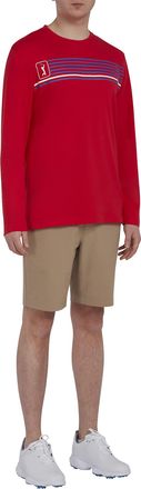 PGA TOUR Herren Americana Print Rundhals Langarm Regular Fit Casual Top T-Shirt, True Red, M