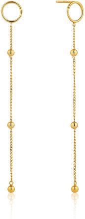 Ania Haie Damen Ohrh&auml;nger MODERN MINIMALISM Beaded Drop aus 925 Sterling Silber 14k vergoldet, besetzt mit drei vergoldeten Kugeln, L&auml;nge: 8cm, inkl. Geschenkve