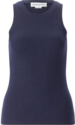 Victoria Beckham Femme, Tops, Bleu, Taille: 40 FR Ribbed Sleeveless Top