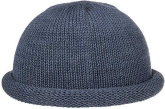 Lierys Bonnet en Tricot à Bord Roulé Femme/Homme - Made in Germany Docker Laine Bonnets Hiver Automne-Hiver - Taille Unique Bleu