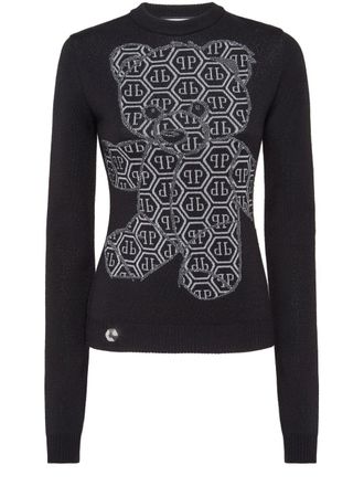 Philipp Plein pull &agrave; motif ours - Noir