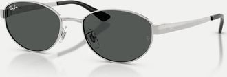 Ray-Ban Ovale Sonnenbrille in Silber mit grauen Gl&auml;sern