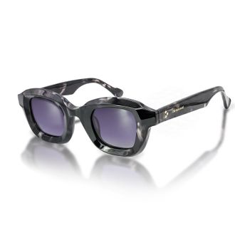 Infinity Leather De-Gamme Polarisierte Sonnenbrille mit geometrischem Rahmen in Schwarz - Mailand