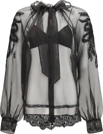 Ermanno Scervino La Chemise en Dentelle - Femme - Blouses et Chemises - Noir - Taille: 36 FR