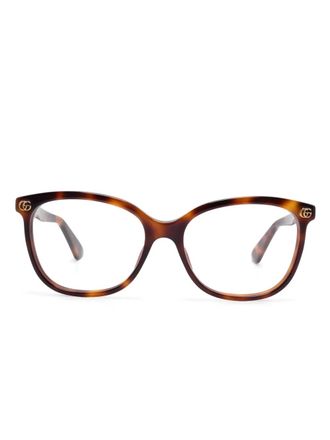 Gucci lunettes de vue à monture carrée - Marron