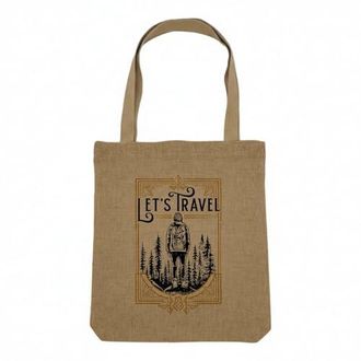 Fabulous Sac Shopping Tote Bag Aspect Lin - Lets Travel Backpacker Foret Nature Voyage - Sac de Courses Toile Epaisse 360g Beige Naturel Cabas Port&eacute; Epaule Sol