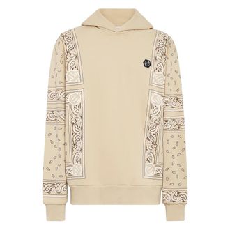 Philipp Plein Homme, Sweatshirts et sweats &agrave; capuche, Beige, Taille: 4XL Sweat &agrave; capuche SweaT-shirt Paisley Bandana