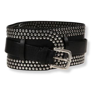 Golden Goose Doppelstruktur Lederg&uuml;rtel mit Metallnieten - - Accessories - Damen - Schwarzk - 85 CM