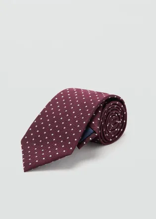 Mango Cravate soie pois bordeaux - Homme - Taille unique - MANGO MAN
