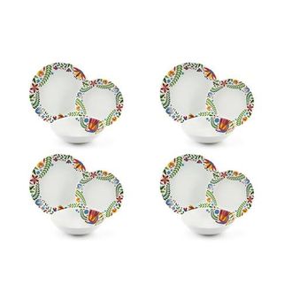 Excelsa Fiesta Service de vaisselle 12 pi&egrave;ces, porcelaine, lot de 4 personnes, multicolore