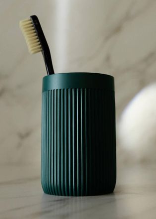 Mango Gobelet &agrave; brosse &agrave; dents ray&eacute; en r&eacute;sine vert fonc&eacute; - Home - Taille unique - MANGO HOME