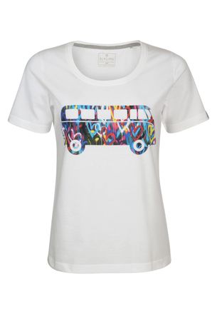 ELKLINE Damen T-Shirt Filled with Love VW T1 Bulli Print 2041157, Farbe:White, Größe:46