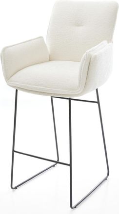 DELIFE Barstuhl Nela-Flex Boucl&eacute; Soft Beige Kufengestell Metall Schwarz, Barst&uuml;hle