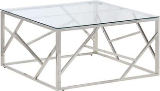 vidaXL Couchtisch Silbern Edelstahl und Hartglas Vidaxl