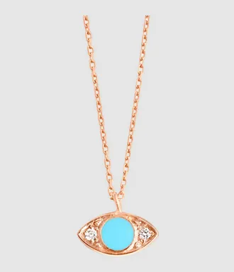 Gigi Clozeau Collier Eye Diamants Turquoise Cha&icirc;ne Or