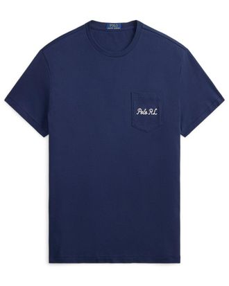 Ralph Lauren T-Shirt mit bestickter Brusttasche und gro&szlig;em Polo Bear auf R&uuml;ckenseite in