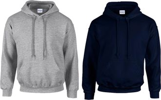 Gildan 2er Herren Kapuzenpullover Heavy Blend Set Hoodie Sweat M L XL 2XL 3XL 4XL 5XL in verschiedenen Farbsets & HLKauf-Block (1x Sportgrey, 1x Navy & 1x HL