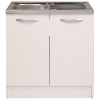 Parisot Spring - Meuble bas de cuisine sous &eacute;vier - 2 portes - L80 x P57,6 x H84,2 cm - Blanc - Parisot