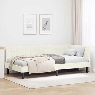 vidaXL Cornice Del Letto Ad Angolo Crema 100 X 200 Cm Velluto Vidaxl