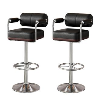 Generic Moderne Quadratische Barhocker Aus Pu-Leder, 2Er-Set, Verstellbare Drehhocker mit R&uuml;ckenlehne, Gepolsterte St&uuml;hle In Tresenh&ouml;he f&uuml;r K&uuml;che, Esszimmer u