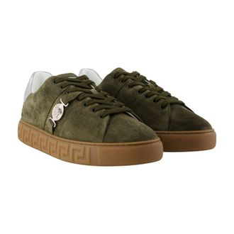 Versace Mens Biggie Accessories Sneaker Khaki Calfskin