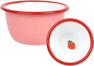 Talking Tables Bon Appetit Handgefertigte Pinke Emaille-Schale langlebig Snackschale für Erdbeeren Erdnüsse Chips Saucen Dips Früchte Picknicks Grillabende leicht zu