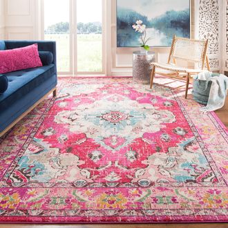 Safavieh Boho Teppich f&uuml;r Wohnzimmer, Esszimmer, Schlafzimmer - Monaco Collection, Kurzer Flor, Pink und Multi, 240 x 300 cm