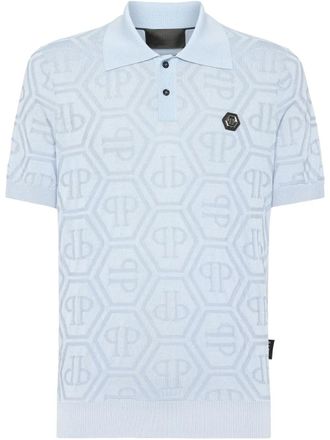 Philipp Plein polo à logo en jacquard - Bleu