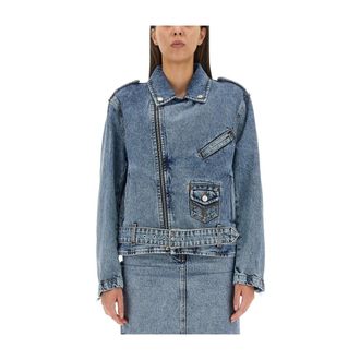 Moschino Femme, Vestes, Bleu, Taille: 40 FR Front Zipper Closure One