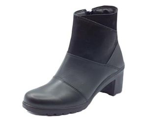 Enval soft 8755100 Nappa Soft Noir Bottines pour Femme en Cuir et Tissu avec &Eacute;clair Talon Moyen, Noir, 37 EU