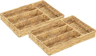 HOMCOM 2er-Set Aufbewahrungskorb, geflochtener K&ouml;rbe aus Wasserhyazinthe, zum Aufbewahrung und Organisieren, f&uuml;r Wohnzimmer, K&uuml;che, Schlafzimmer, 36 x 26 x 5