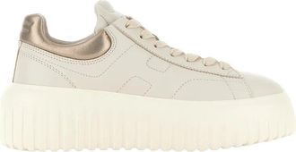Hogan Low-Top Sneaker - H-Stripes H Lace-Up Shoes - Gr. 37,5 (EU) - in Beige - f&uuml;r Damen