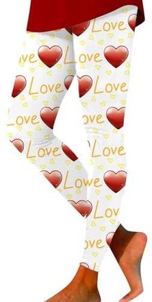 Generic Legging d&eacute;contract&eacute; pour femme avec impression de lettres pour la Saint-Valentin 2026, beige, XXL