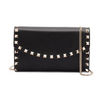 Valentino Rockstud Kleine Umh&auml;ngetasche aus Leder - - Bags - Damen - Schwarzk - ONE SIZE