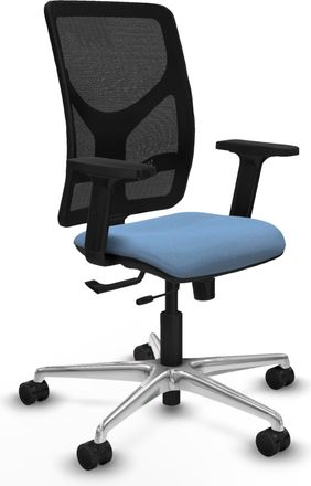 Piqueras y Crespo B&uuml;rostuhl mit 2D-Armlehnen, ausgestattet mit Syncro/Traslack und Schneideschaum, mit Rollen 65 mm, Nylon, Schwarz/Himmelblau