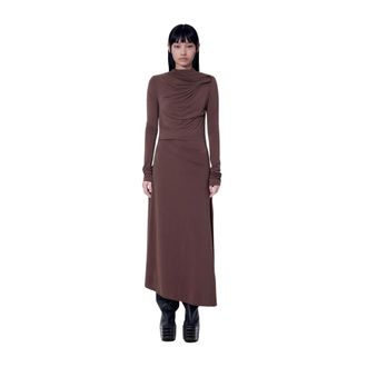 Entire studios Entire Studios - Robe drap&eacute;e &agrave; manches longues - Femme - Robes - Brun - Taille: 42 FR