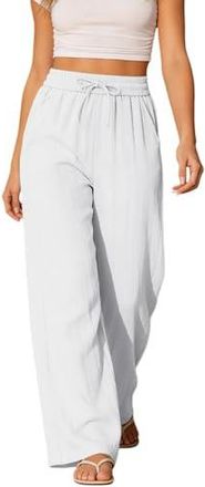 Generic Pantalon Palazzo &agrave; jambe large pour femme - Taille haute - Coupe droite - Coupe ample - L&eacute;ger - Pour la plage, les vacances, le bureau - Pantalon de t