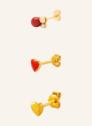 LULU Copenhagen Lulu Copenhagen 3er-Set Ohrstecker Heart gold
