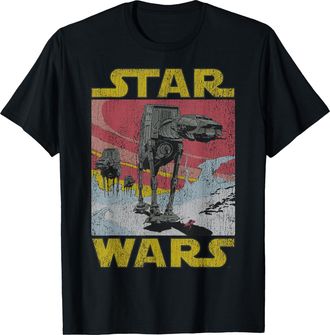 Star Wars AT-AT Walker-Grafik-T-Shirt mit Sonnenuntergang-Logo T-Shirt