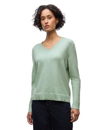 Street One Damen 3015725 Kuscheliger V-Neck Pullover, Serene Green Mel., 36 EU