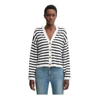 Marc O'Polo Lockerer Strickcardigan mit Streifenmuster und V-Ausschnitt - - Knitwear - Damen - Mehrfarbig - L