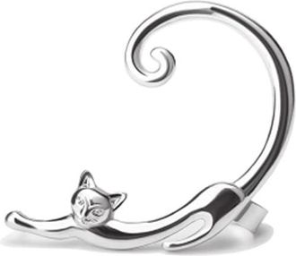 Generic Punk Style Chat Pet Post Boucle doreille avec Manchette doreille Rock Animal Boucle doreille pour Les Femmes Non Perc&eacute; Or Argent Noir Bijoux Clip sur 