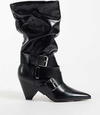 Asos bottes slouch &agrave; talon avec d&eacute;tail boucle en noir