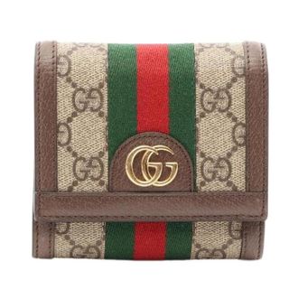 Gucci Portefeuille bifold Ophidia GG en cuir et PVC pr&eacute;-appartenant - Femme - Pre-owned - Beige - Taille: ONE Size