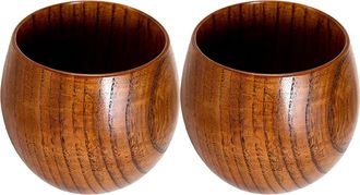 Generico Holztassen, Set mit 2 handgefertigten Holztassen, kleine Weingl&auml;ser | sowohl f&uuml;r Caf&eacute;s, Theken, Kaffee, Tee, handgeschnitzten Milchkaffee, Wein, Milch