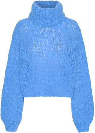 Americandreams Americandreams, Femme, Pulls, Bleu, Taille: ONE Size Pepper Cropped Roll Neck Pullover