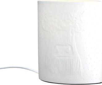 Gilde Tischleuchte Adelheid - Porzellan - oval - weiß - Höhe 20cm x Breite 17cm - Prickellampe - Wohnzimmer