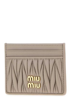 Miu Miu Quilted Leather Card Case - Gray